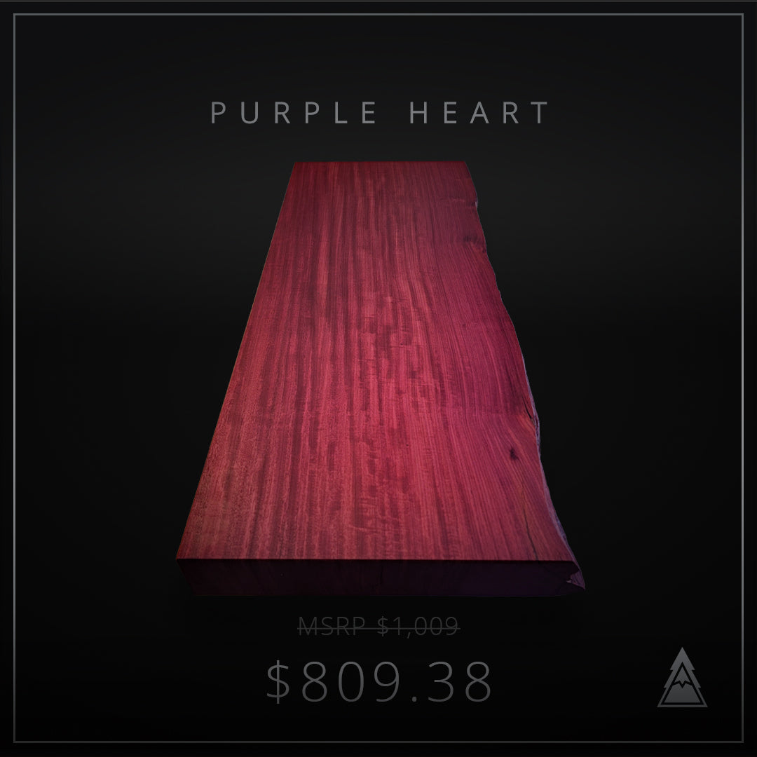 Purple Heart Exotic Wood End Table (Alternate Style, 15"x39"x2.5 ...