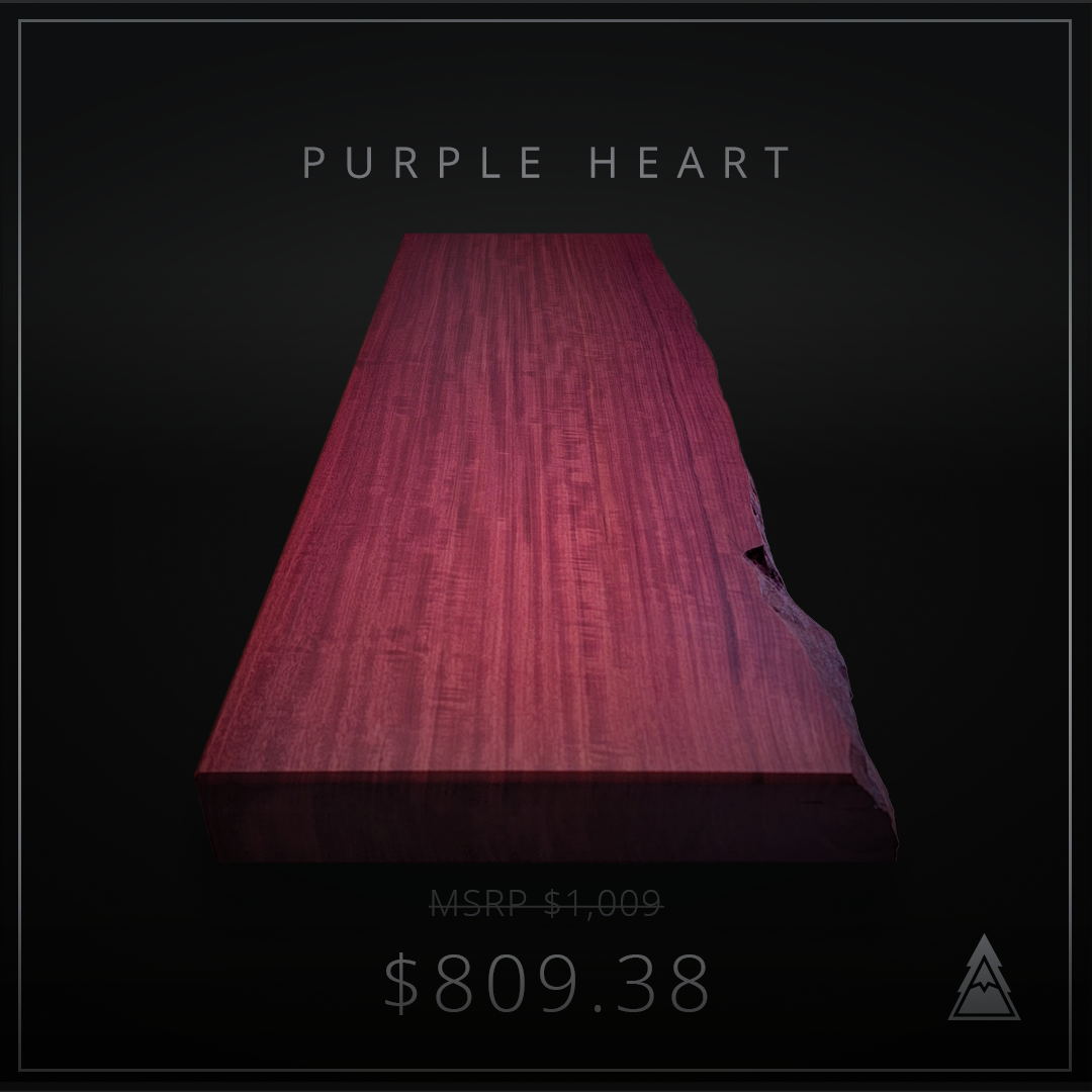 Purple Heart Exotic Wood End Table (15"x39"x2.5") – Cedar Ridge Products